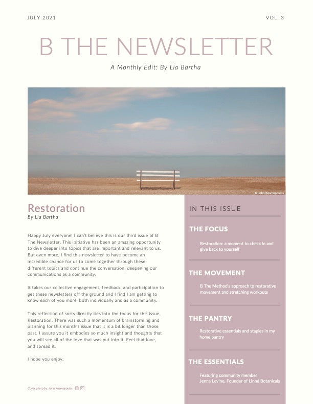 Newsletter Vol. 3 – B the Method