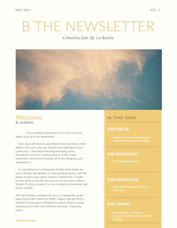 Newsletter Vol. 1 – B the Method